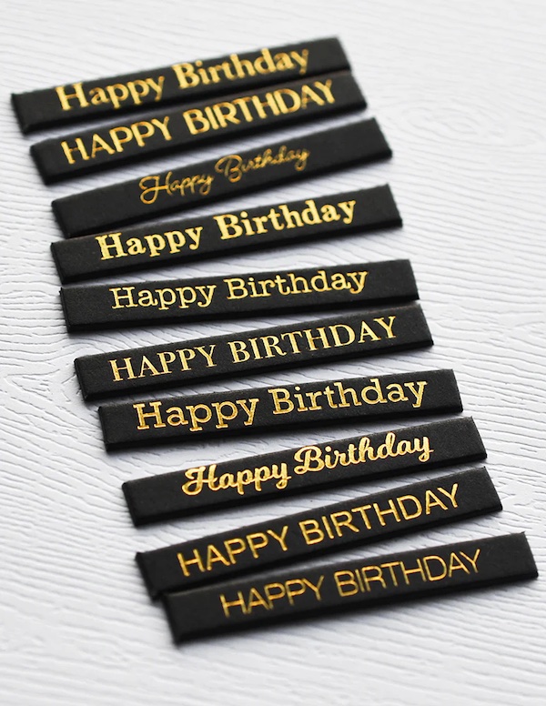 Happy Birthday Foil Greetings Black Tabs - Teaspoon of Fun